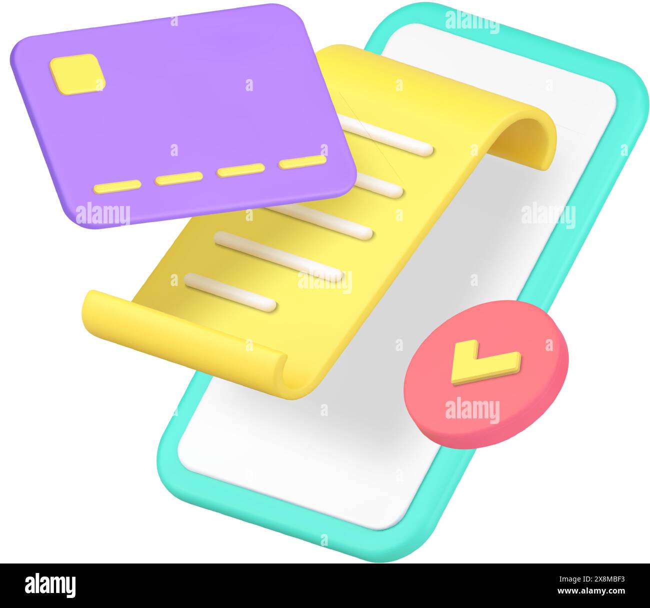 Success online payment card receipt banking smartphone application 3d ...