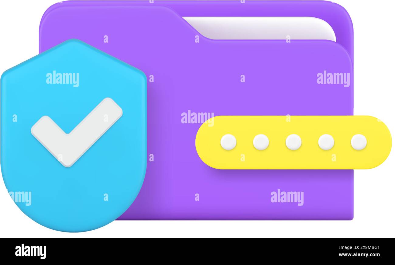 Document Folder Data Information Protection Password Access Safety Storage 3d Icon Realistic
