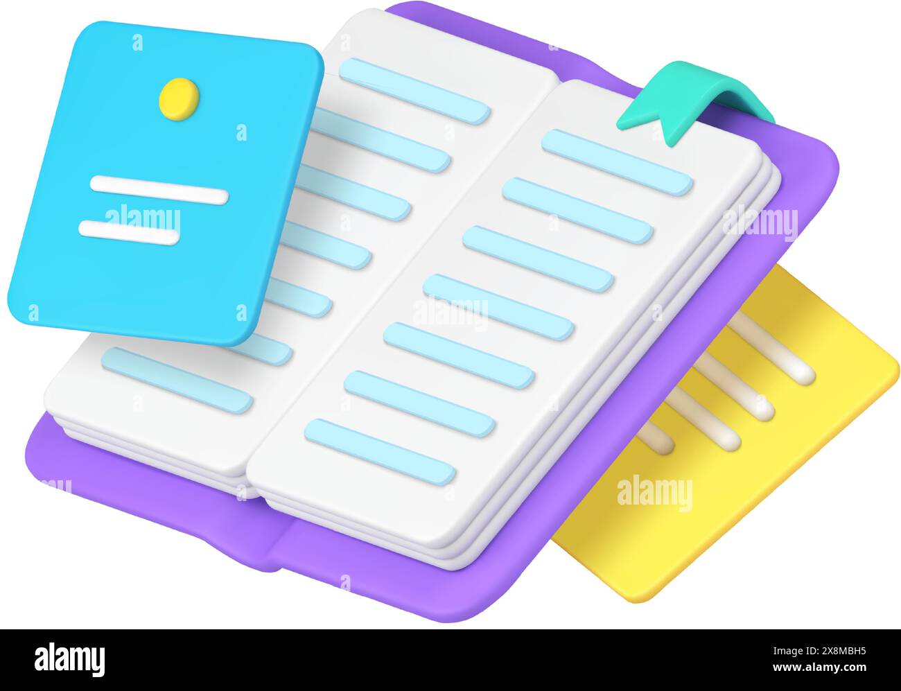 Book reading notes reminder educational information learning 3d icon ...