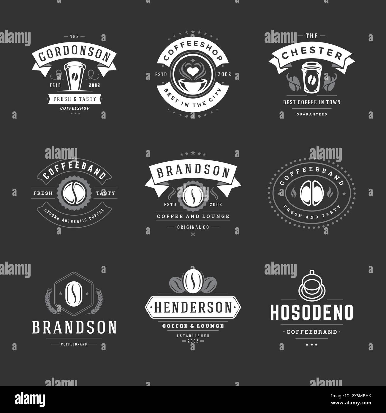 Coffee shop logos design templates set vector illustration for cafe ...