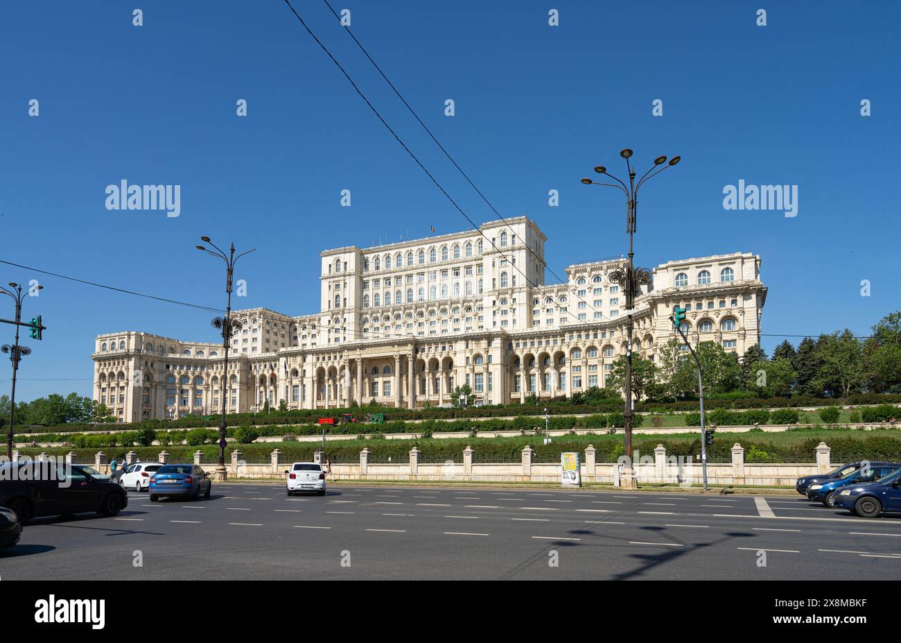Bucharest, Romania. May 23, 2024. exterior view of the parliament ...