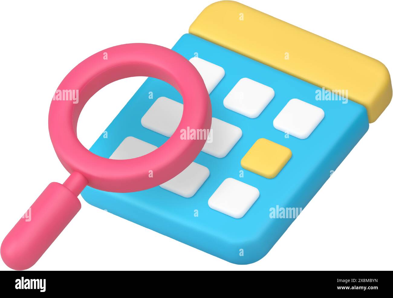 Planning calendar mark searching date and time for reminder day 3d icon ...