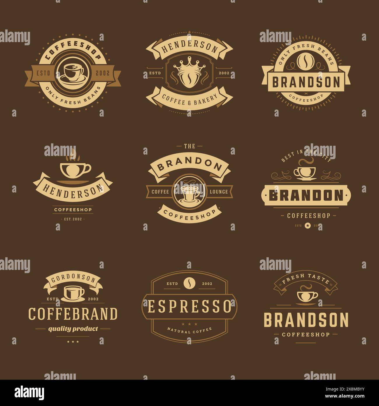 Coffee shop logos design templates set vector illustration for cafe ...