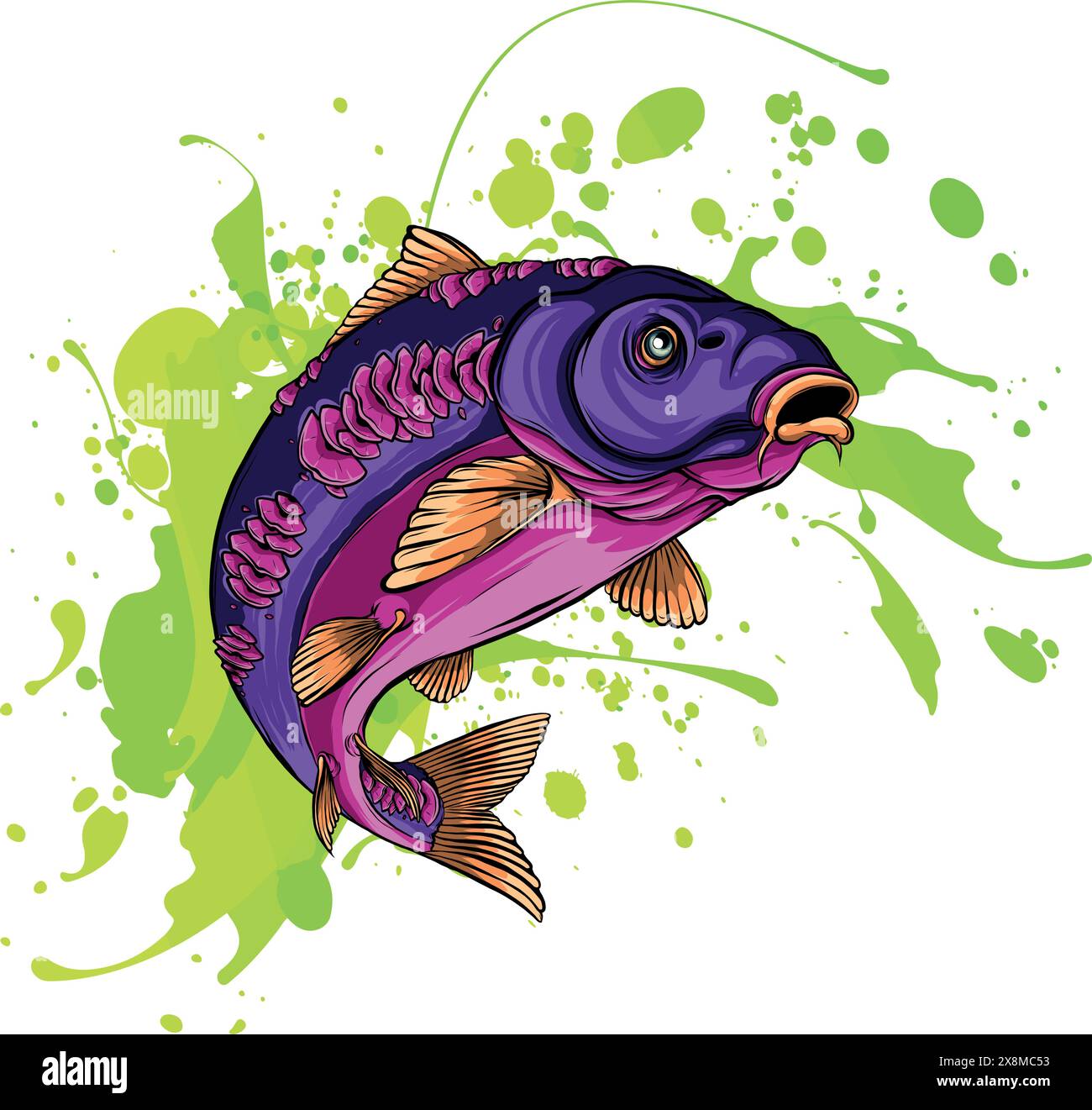 colored draw of Carp Fish Vector Illustration design Stock Vector Image ...