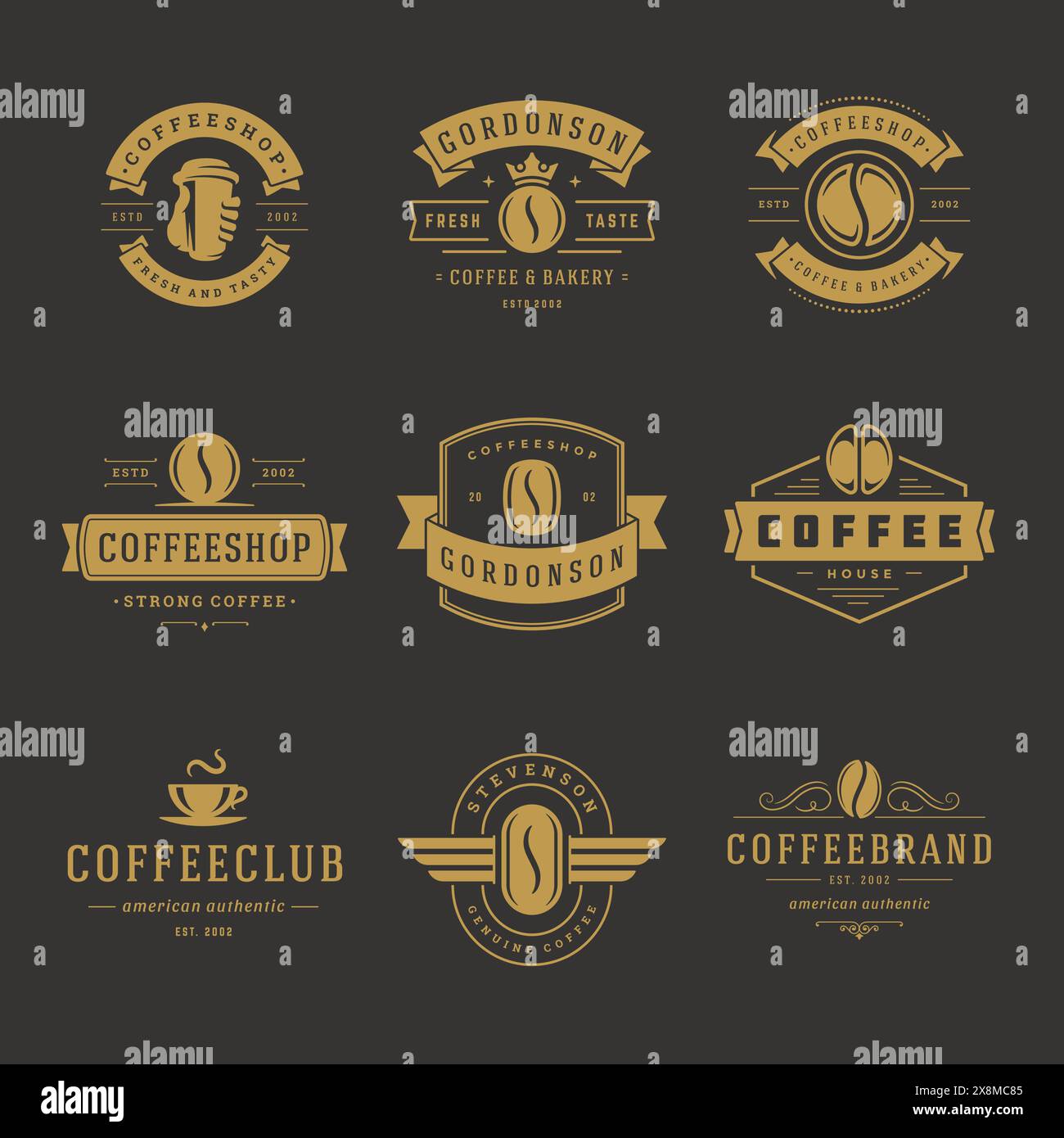 Coffee shop logos design templates set vector illustration for cafe ...