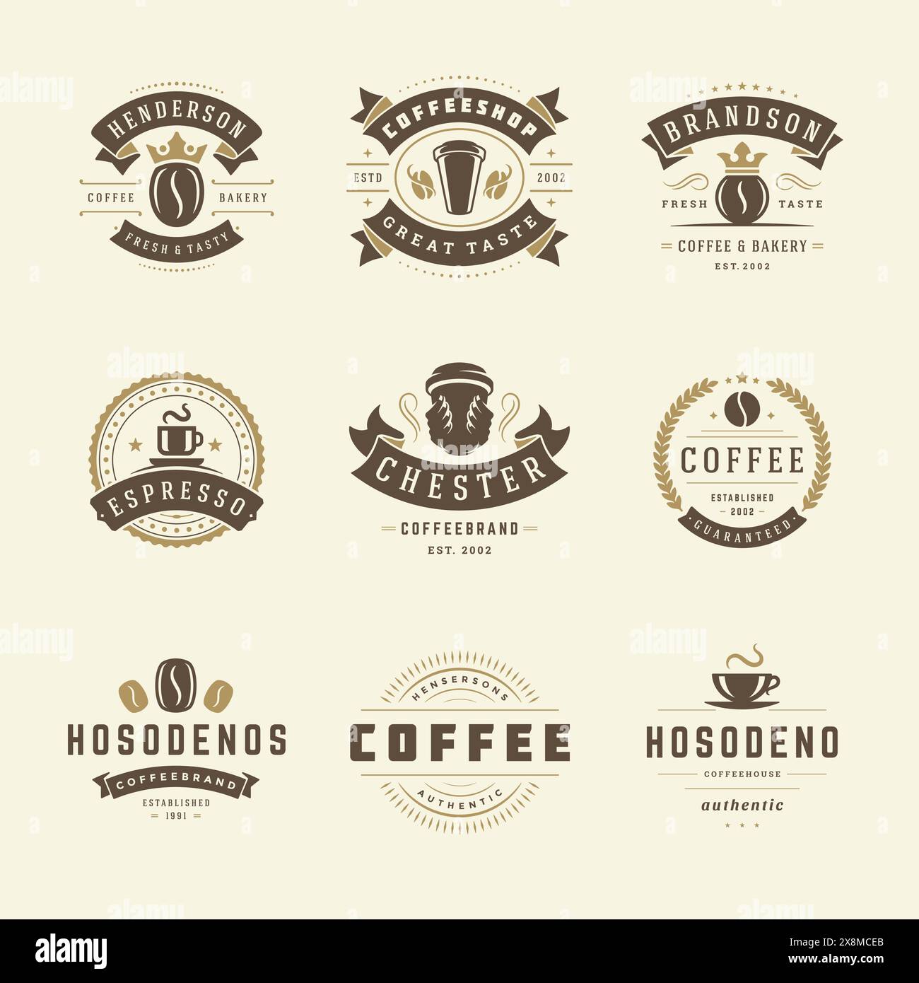 Coffee shop logos design templates set vector illustration for cafe ...