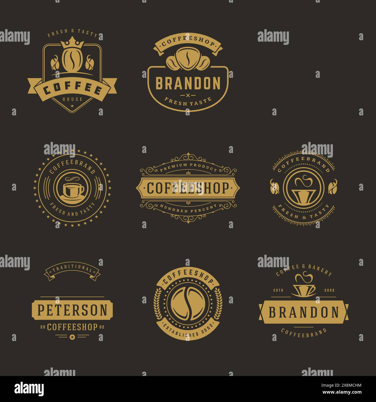 Coffee shop logos design templates set vector illustration for cafe ...