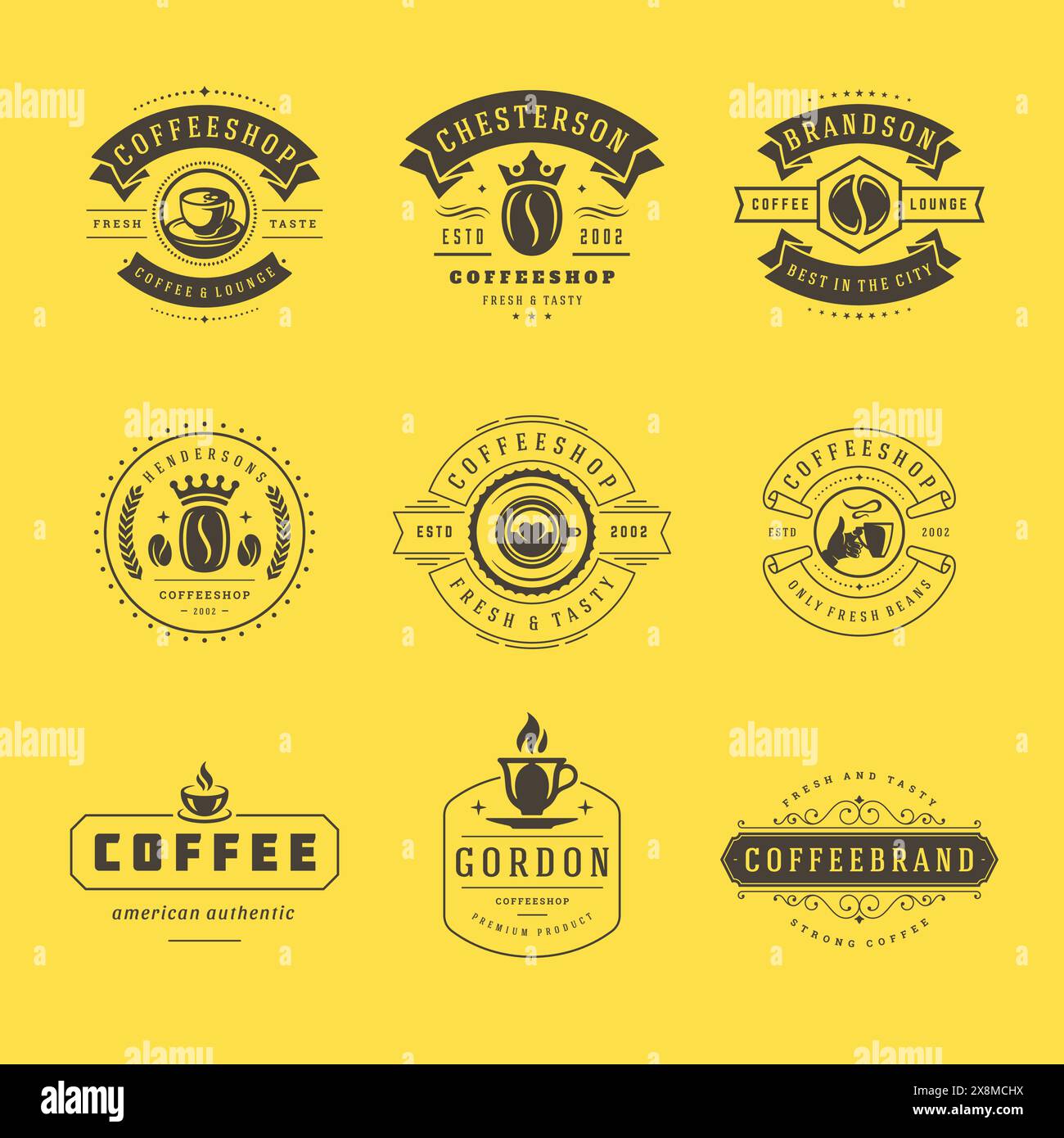 Coffee shop logos design templates set vector illustration for cafe ...