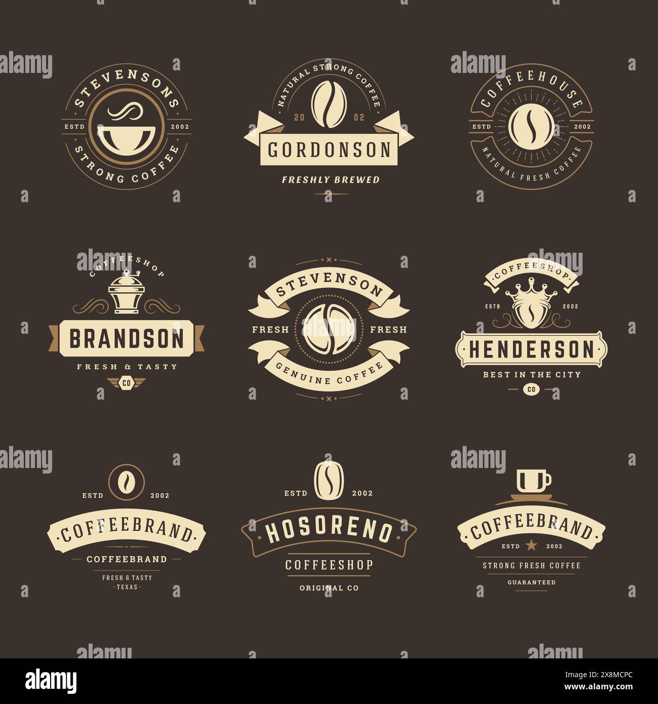 Coffee shop logos design templates set vector illustration for cafe ...