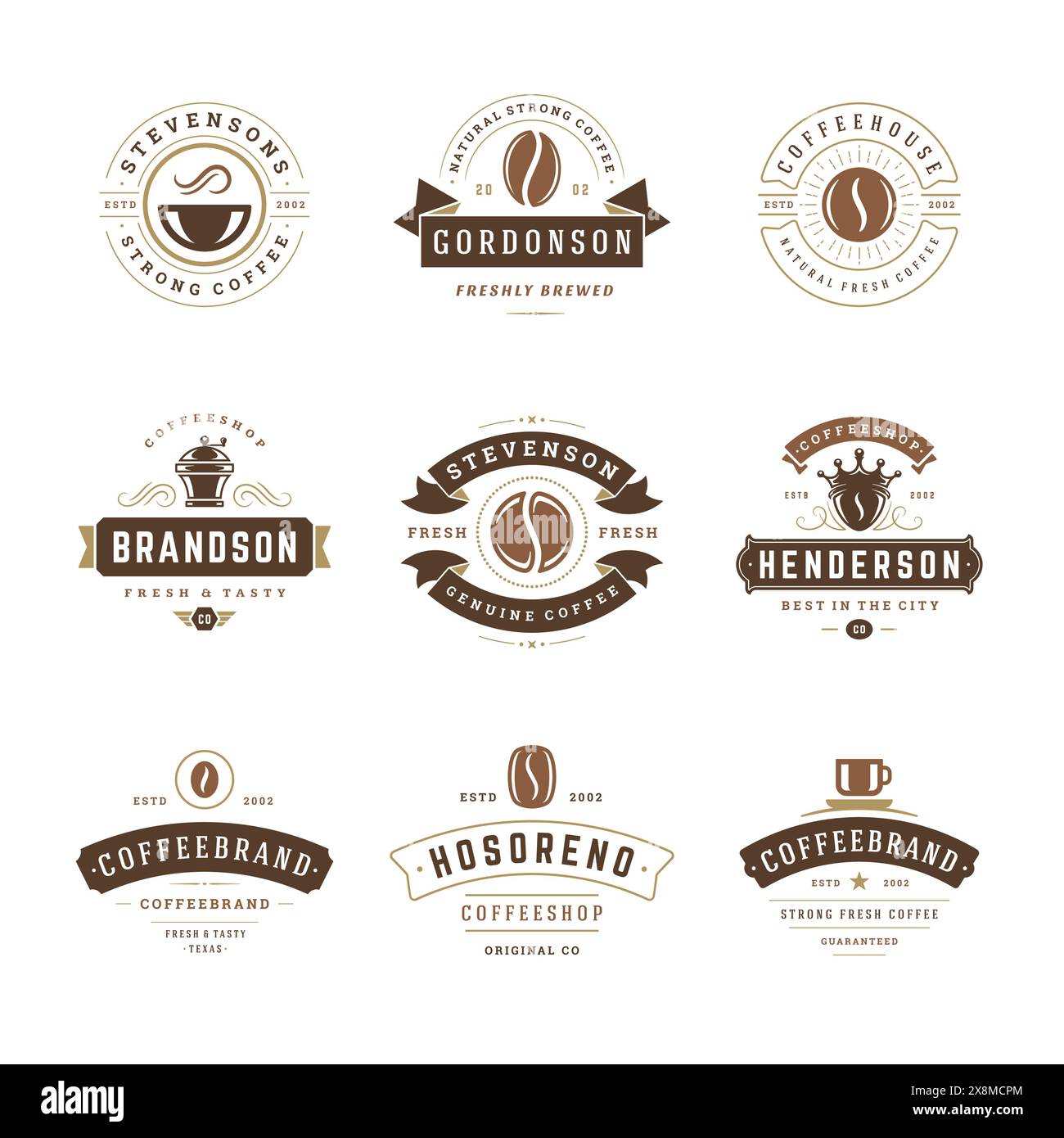 Coffee shop logos design templates set vector illustration for cafe ...