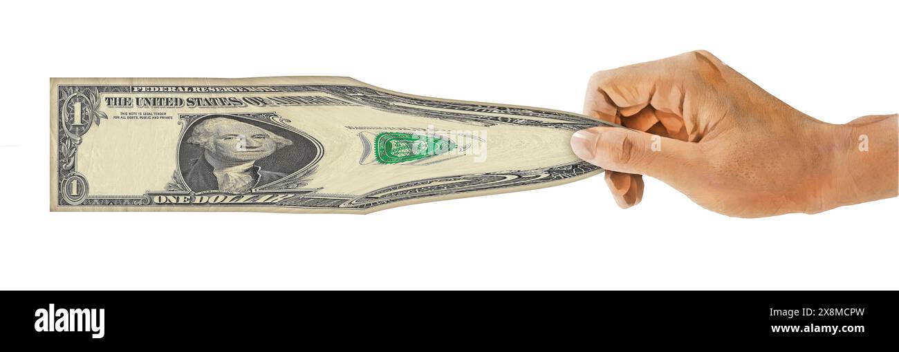 A hand stretches a dollar in this 3-d illustration about keeping pace ...