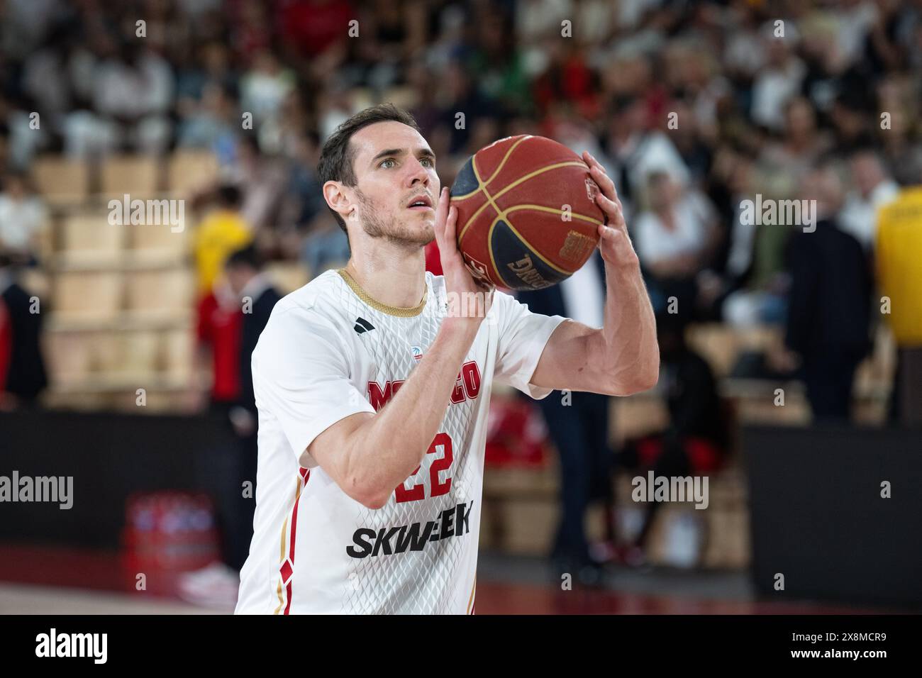 Monaco, Monaco. 25th May, 2024. Monaco player #22 Teery Tarpey warms up ...