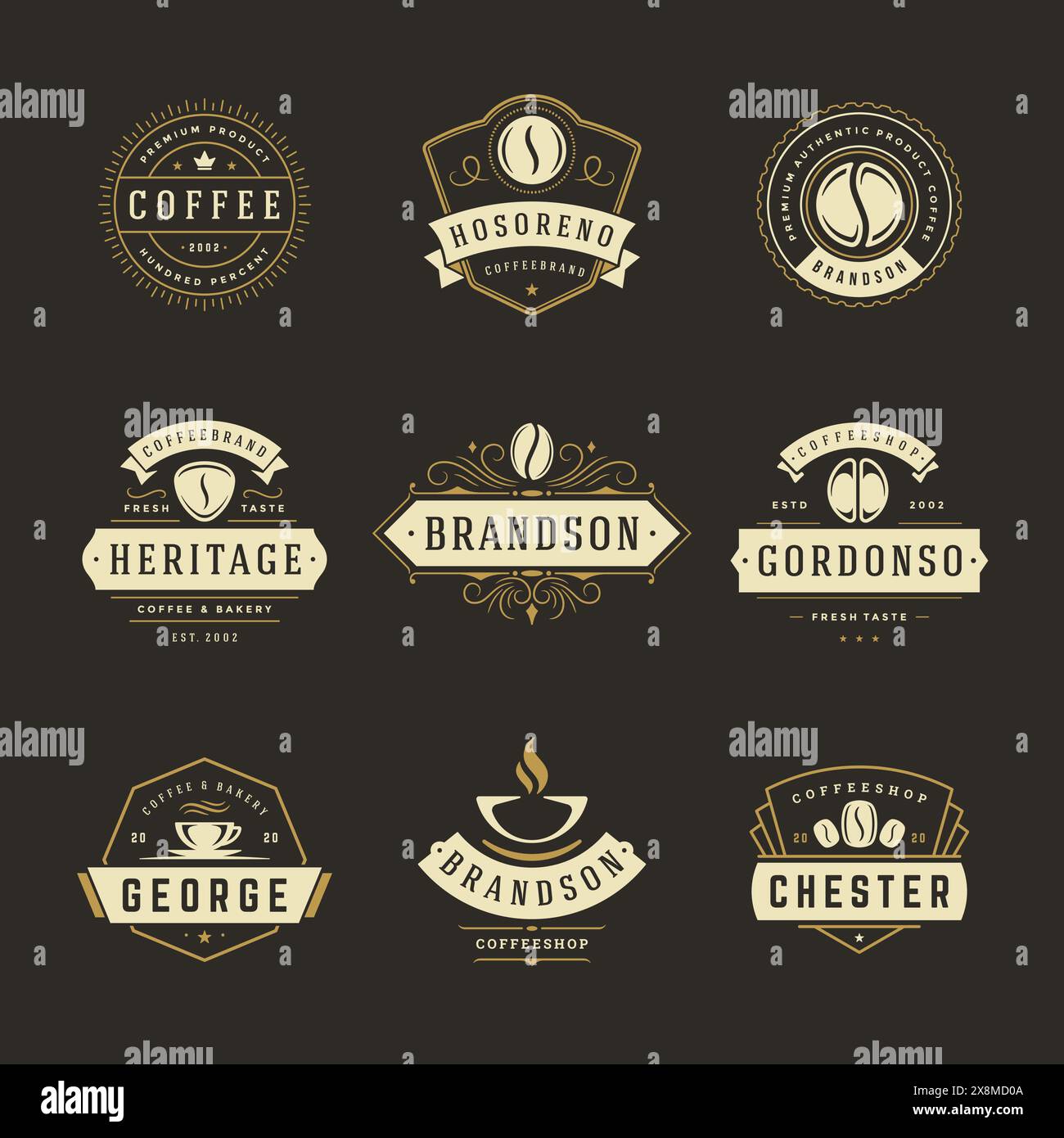 Coffee shop logos design templates set vector illustration for cafe ...