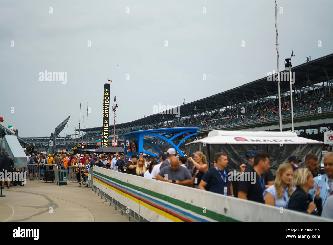 INDIANAPOLIS, INDIANA - MAY 26: Face fans are evacuated from the stands ...