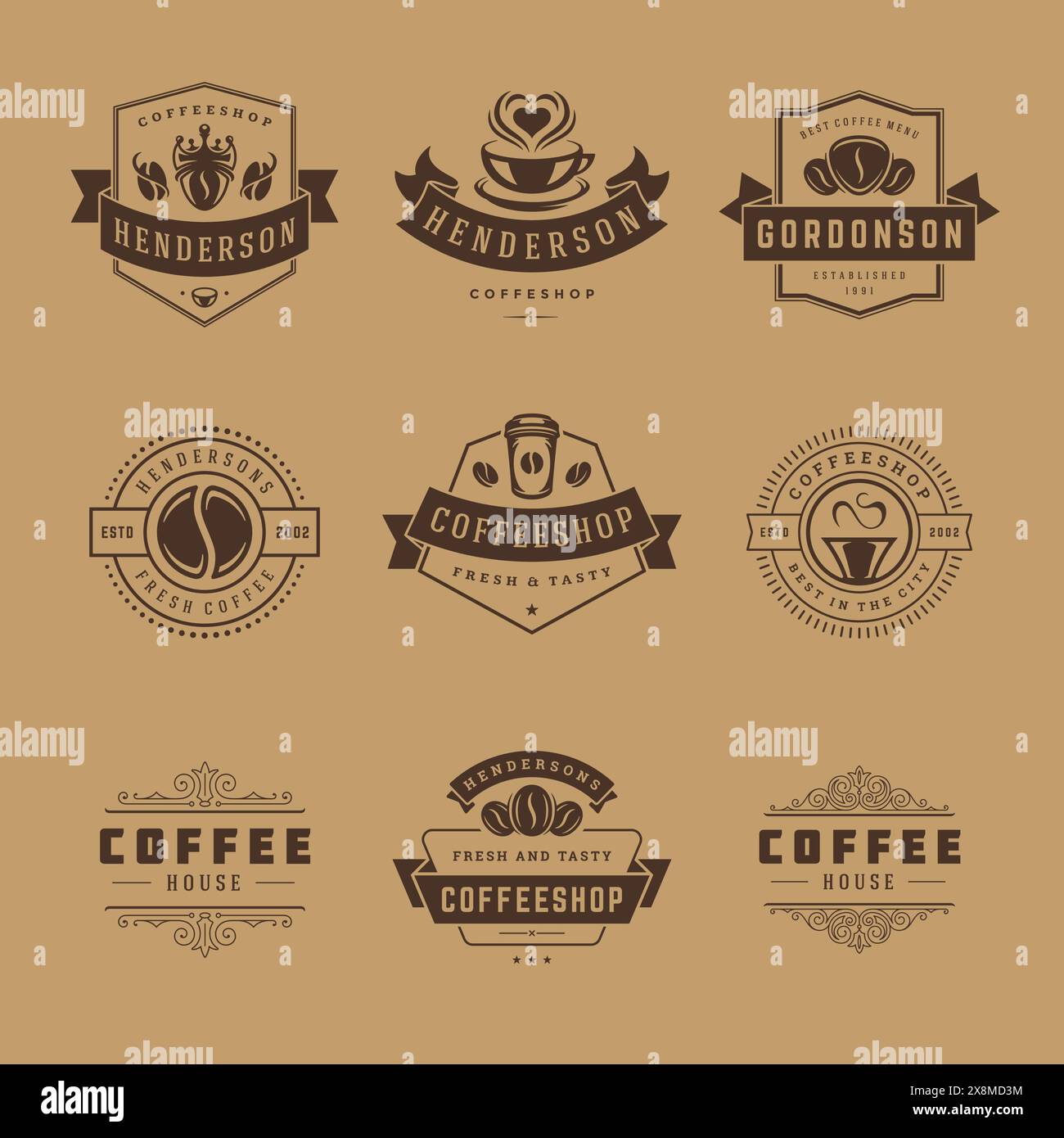 Coffee shop logos design templates set vector illustration for cafe ...