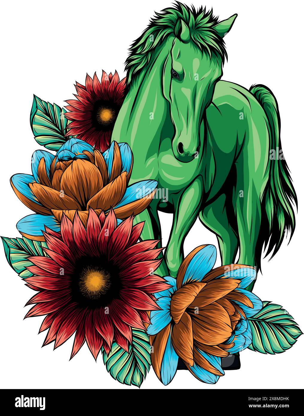 vector illustration of colored horse hand draw Stock Vector Image & Art ...