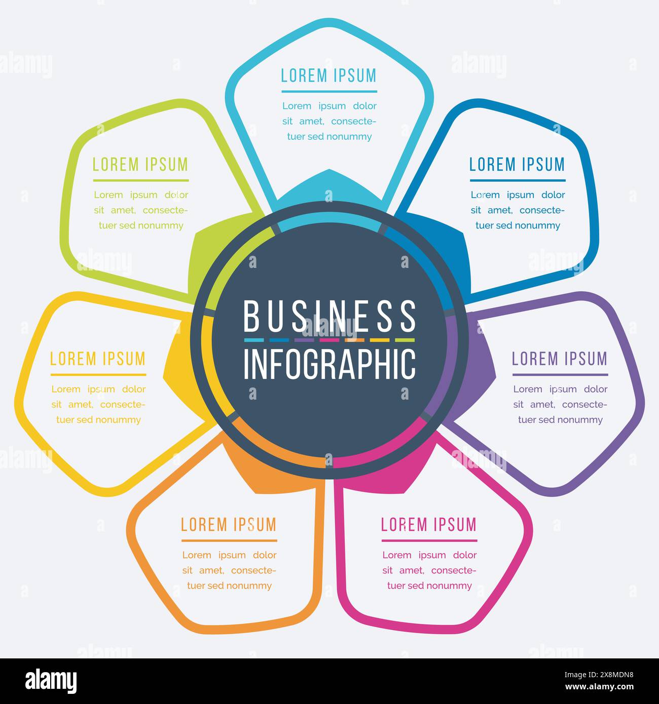 Infographic design 7 Steps, objects, elements or options business ...