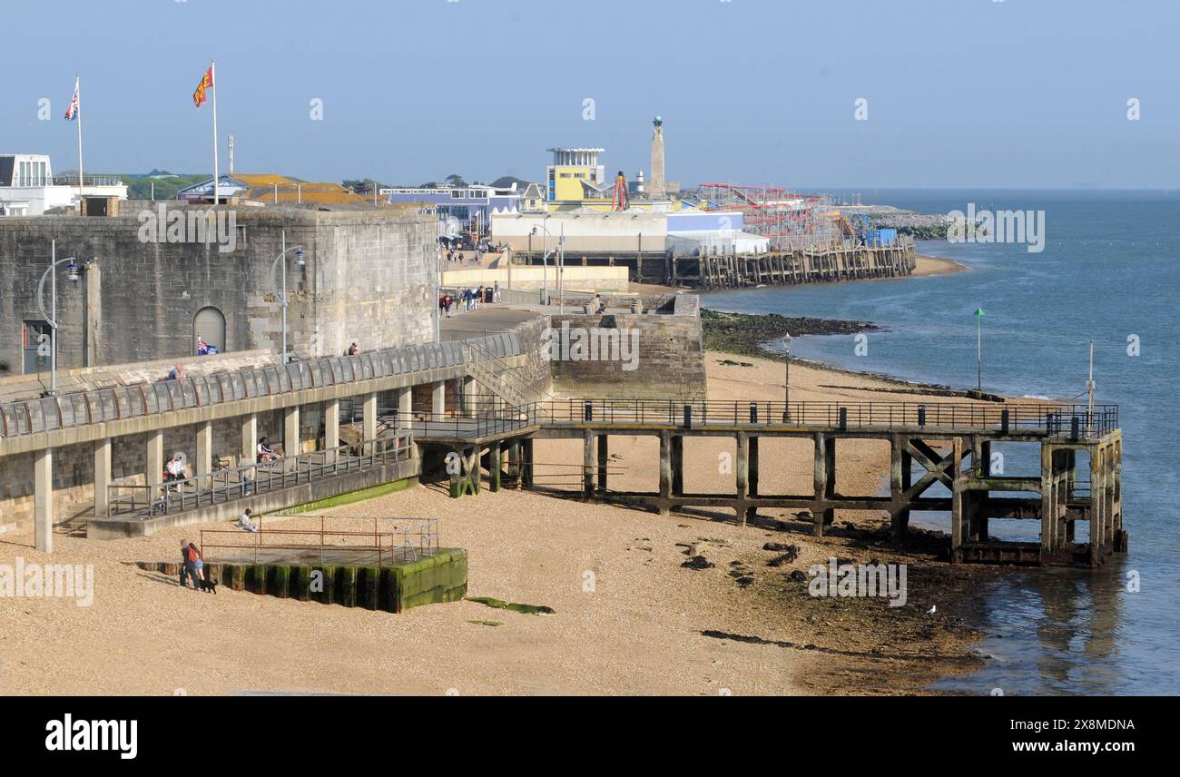 ENGLAND COASTAL PATH, THE SQUARE TOWER, VICTORIA PIER, SALLYPORT AND ...