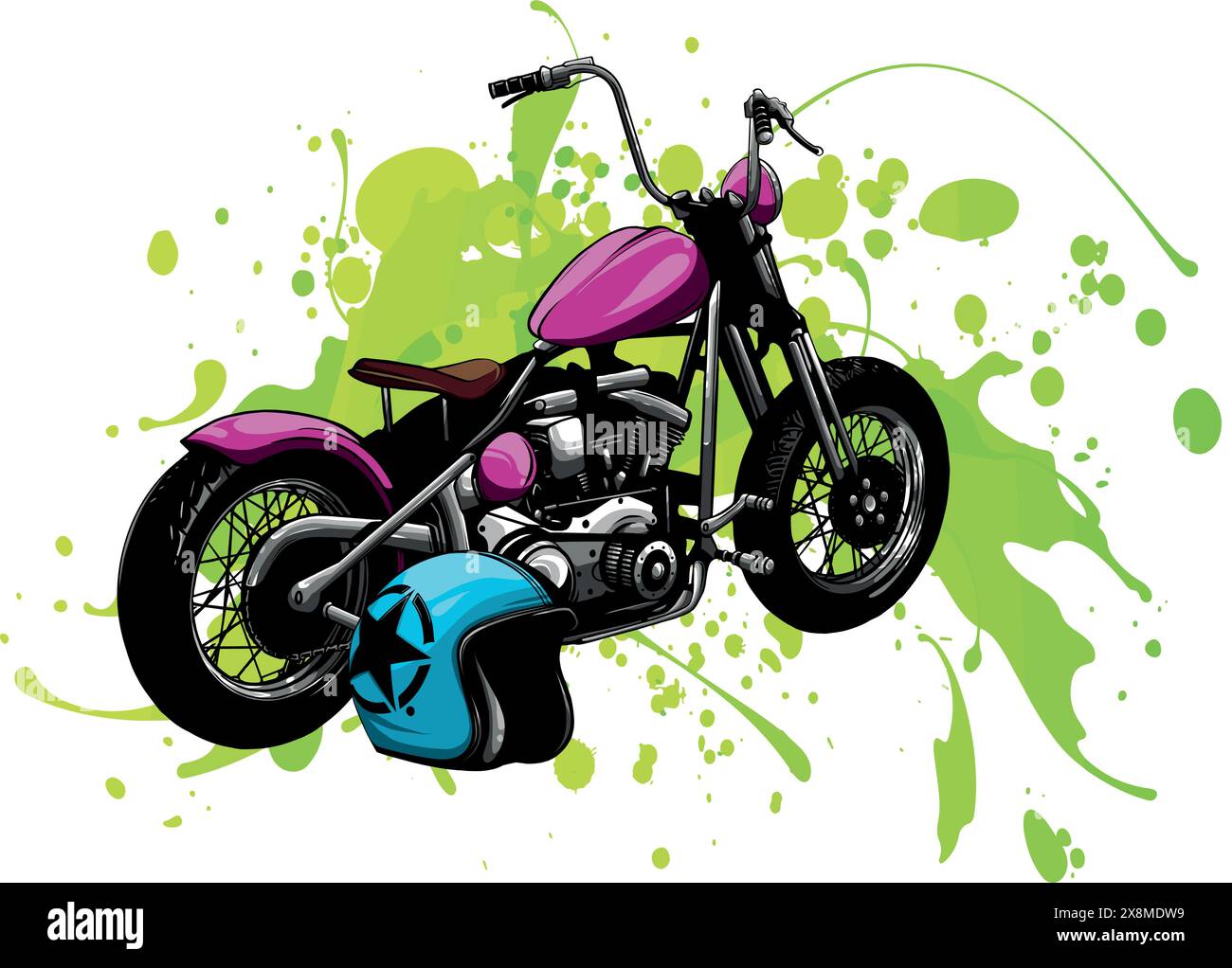 illustration of custom motorcycle chopper vector design Stock Vector ...