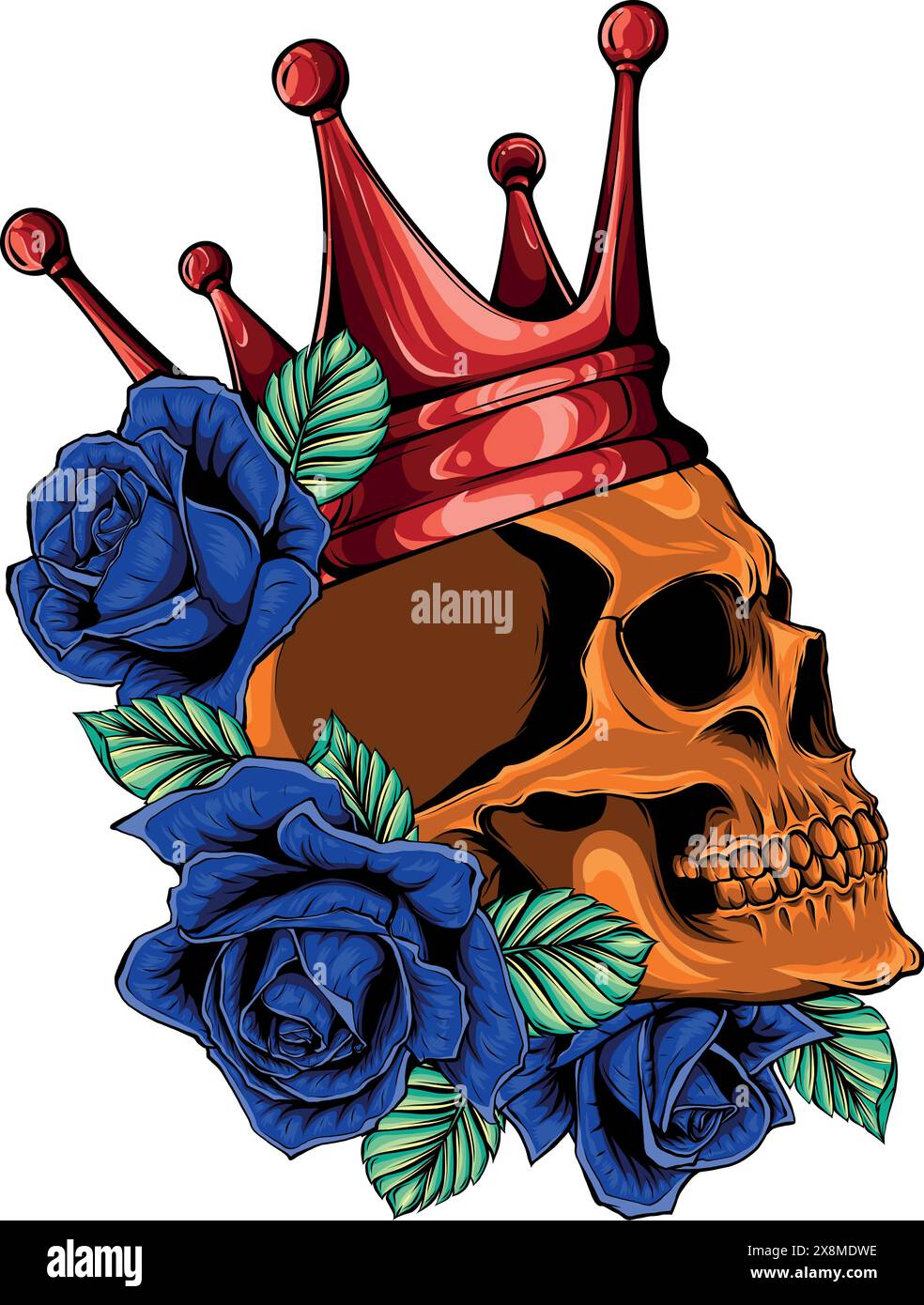 colored draw of human skull vector illustration design Stock Vector ...