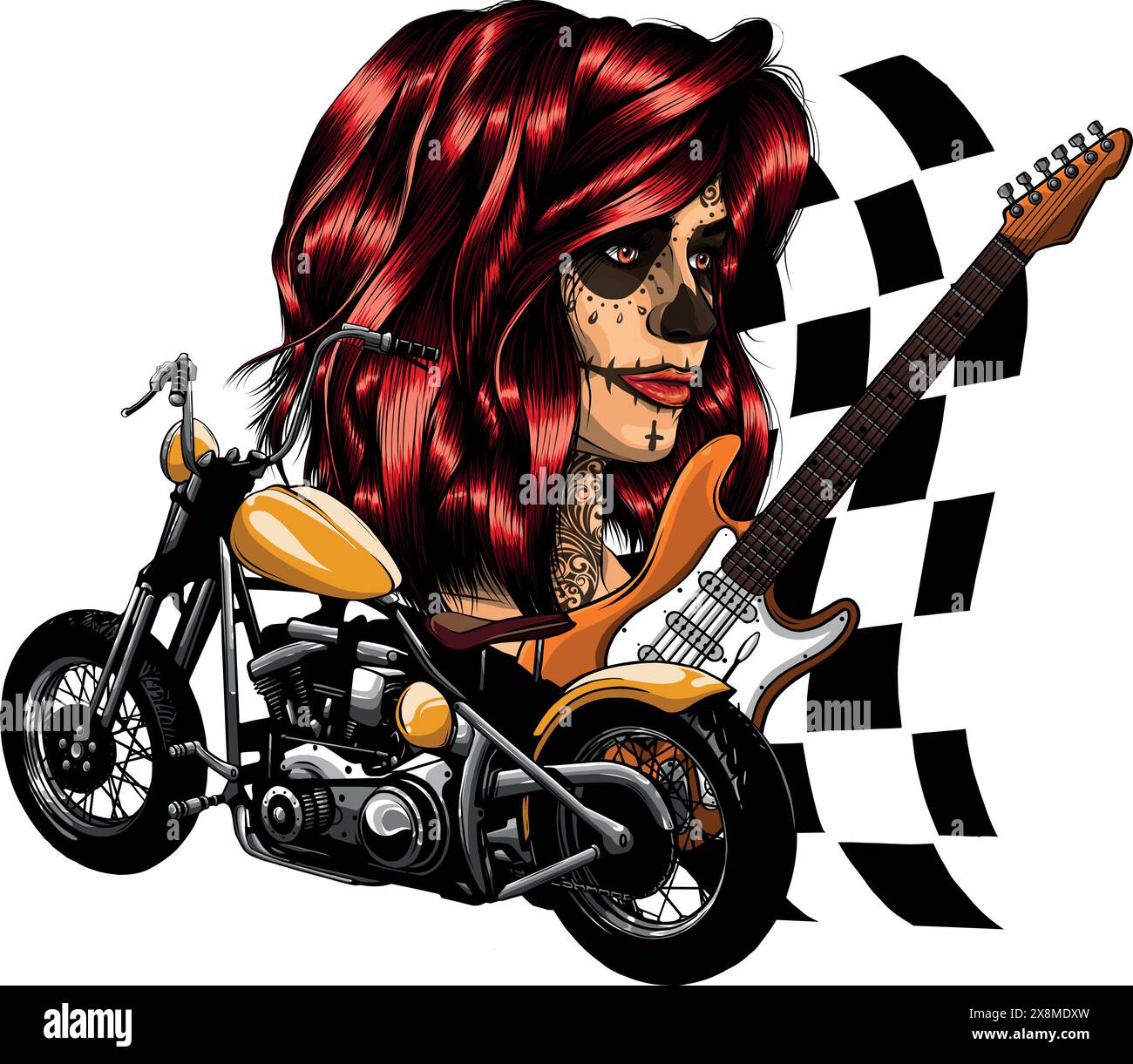 illustration of custom motorcycle chopper vector design Stock Vector ...