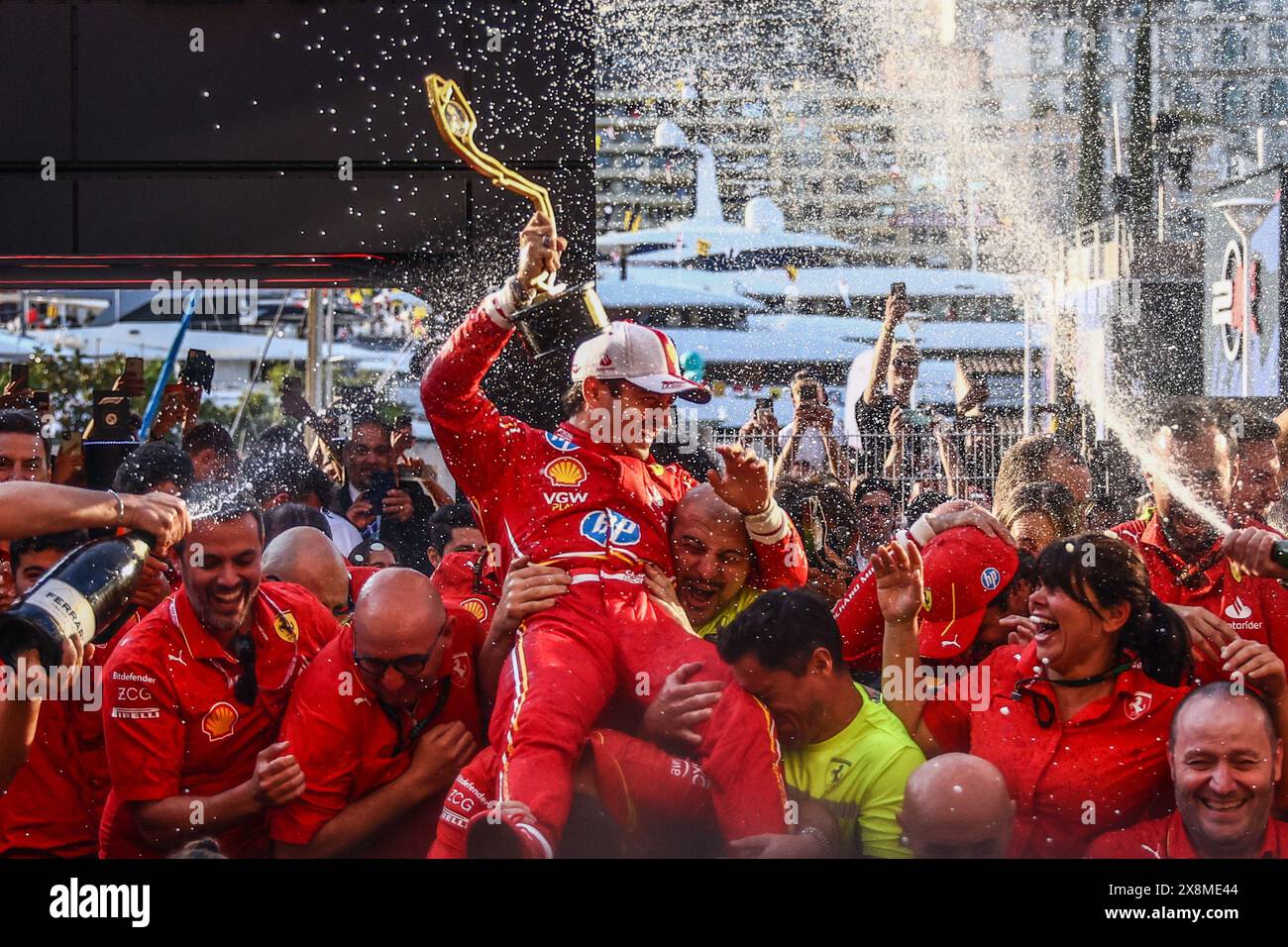 Monte Carlo, Monaco. 26th May, 2024. Race winner Charles Leclerc of Monaco and Ferrari ...