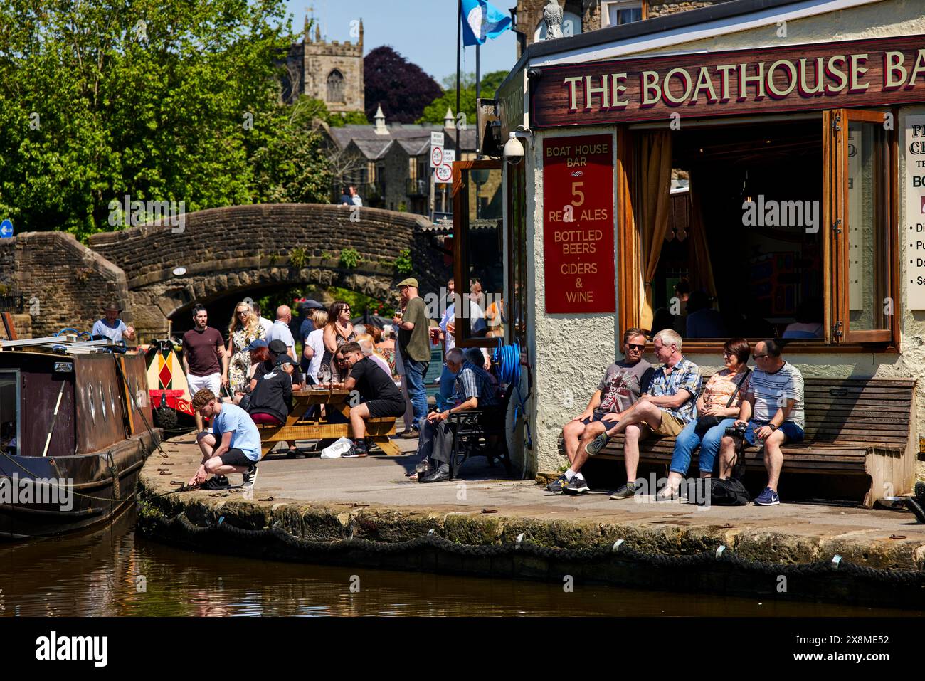 Skipton, North Yorkshire town centre Canal Basin marina area Stock ...