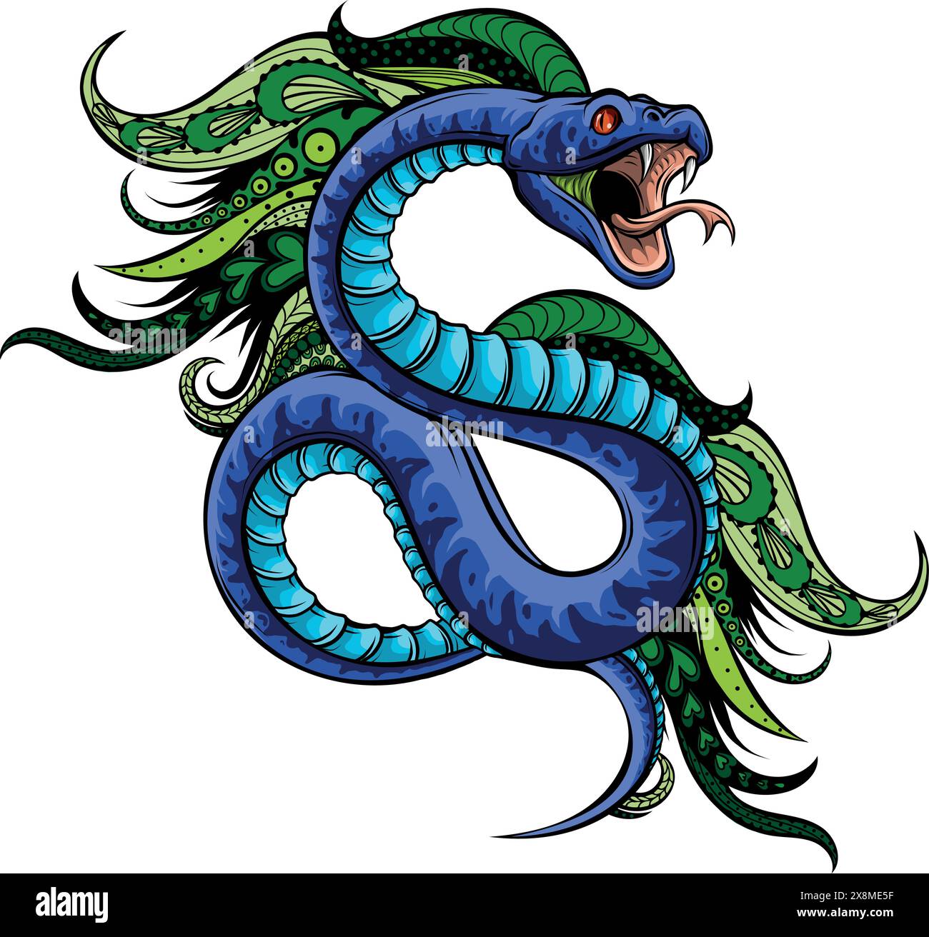 Colorful hand drawn vector illustration of snake Stock Vector Image ...