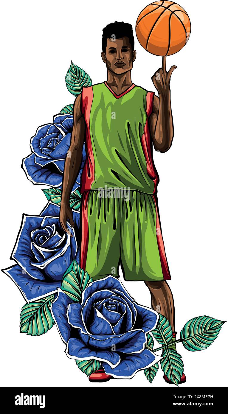 vector basketball player, ball on white background Stock Vector Image ...