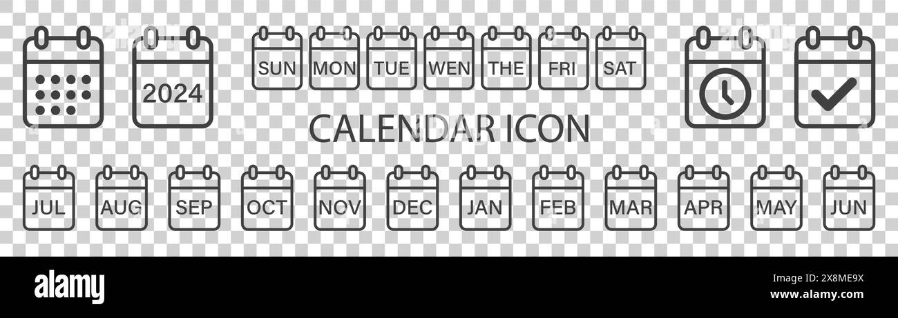 Set of calendar icons on a white background Stock Vector Image & Art ...