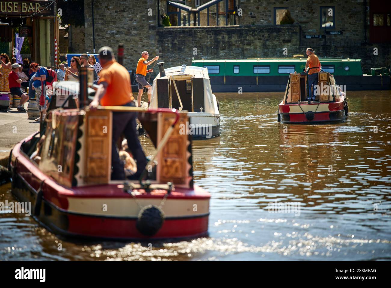 Skipton, North Yorkshire town centre Spring branch canal enters the ...