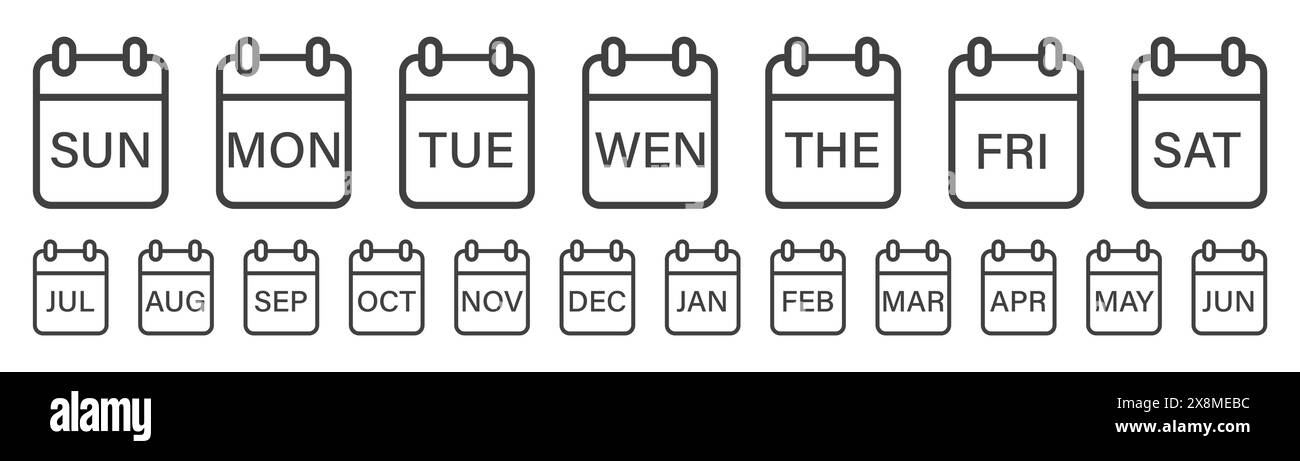 Set of calendar icons on a white background Stock Vector Image & Art ...