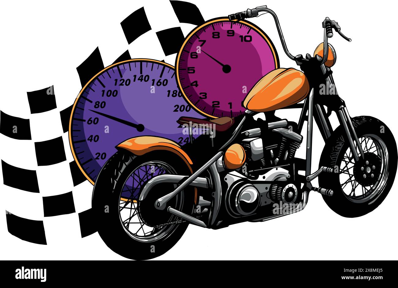 illustration of custom motorcycle chopper vector design Stock Vector ...