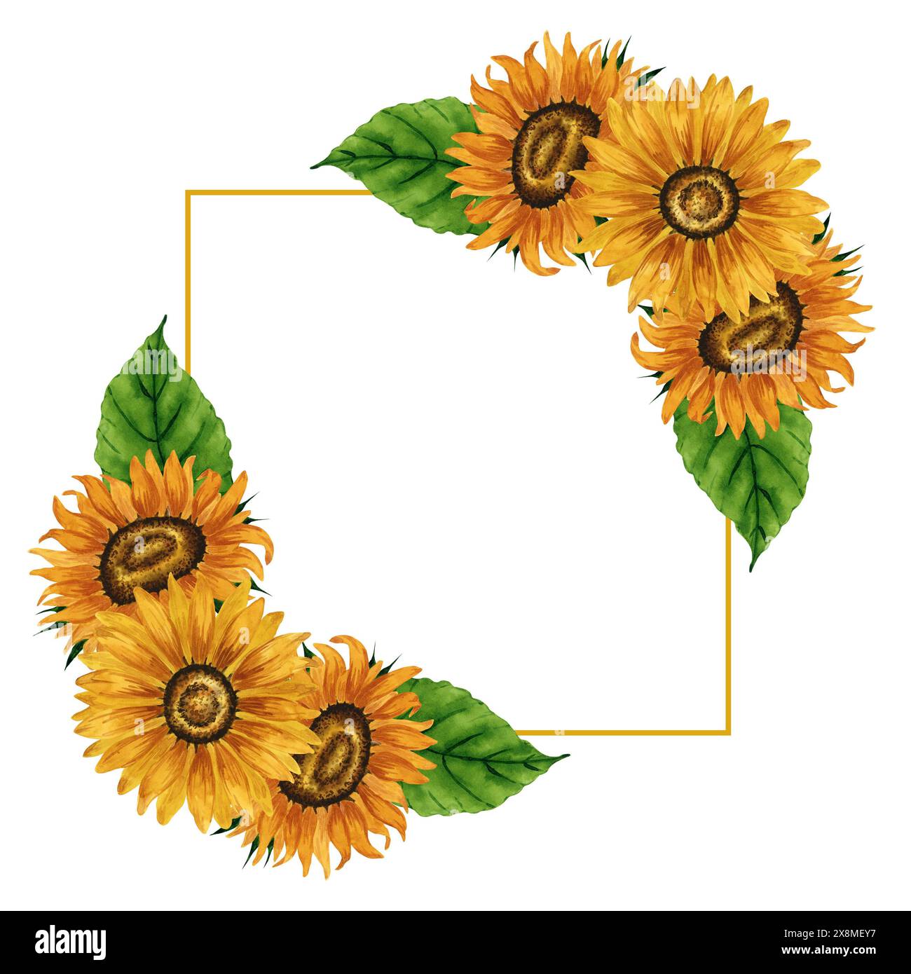 Watercolor square flower frame hi-res stock photography and images - Alamy