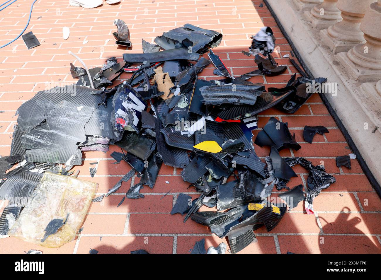 Monte-Carlo, Monaco. 26th May, 2024. Debris pictured following the ...