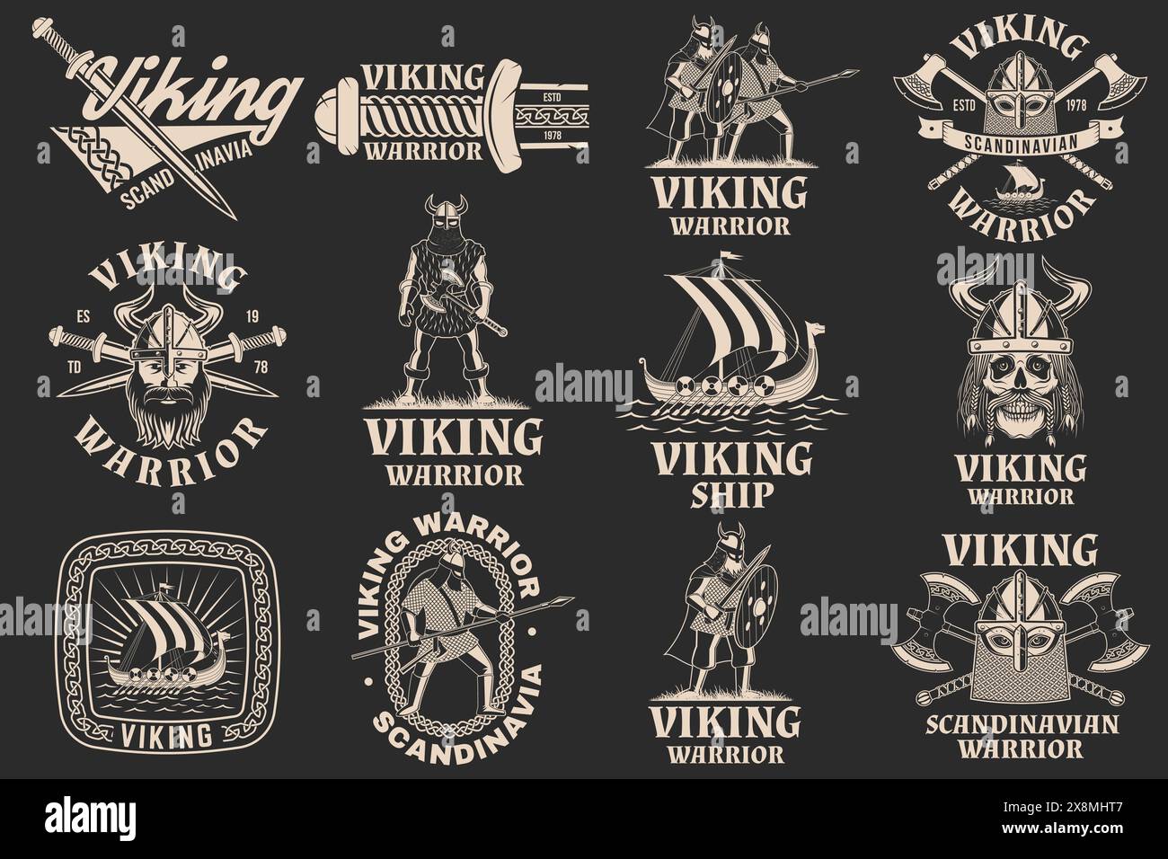 Vikings warrior logo, badge, sticker. Vector illustration. For emblems ...