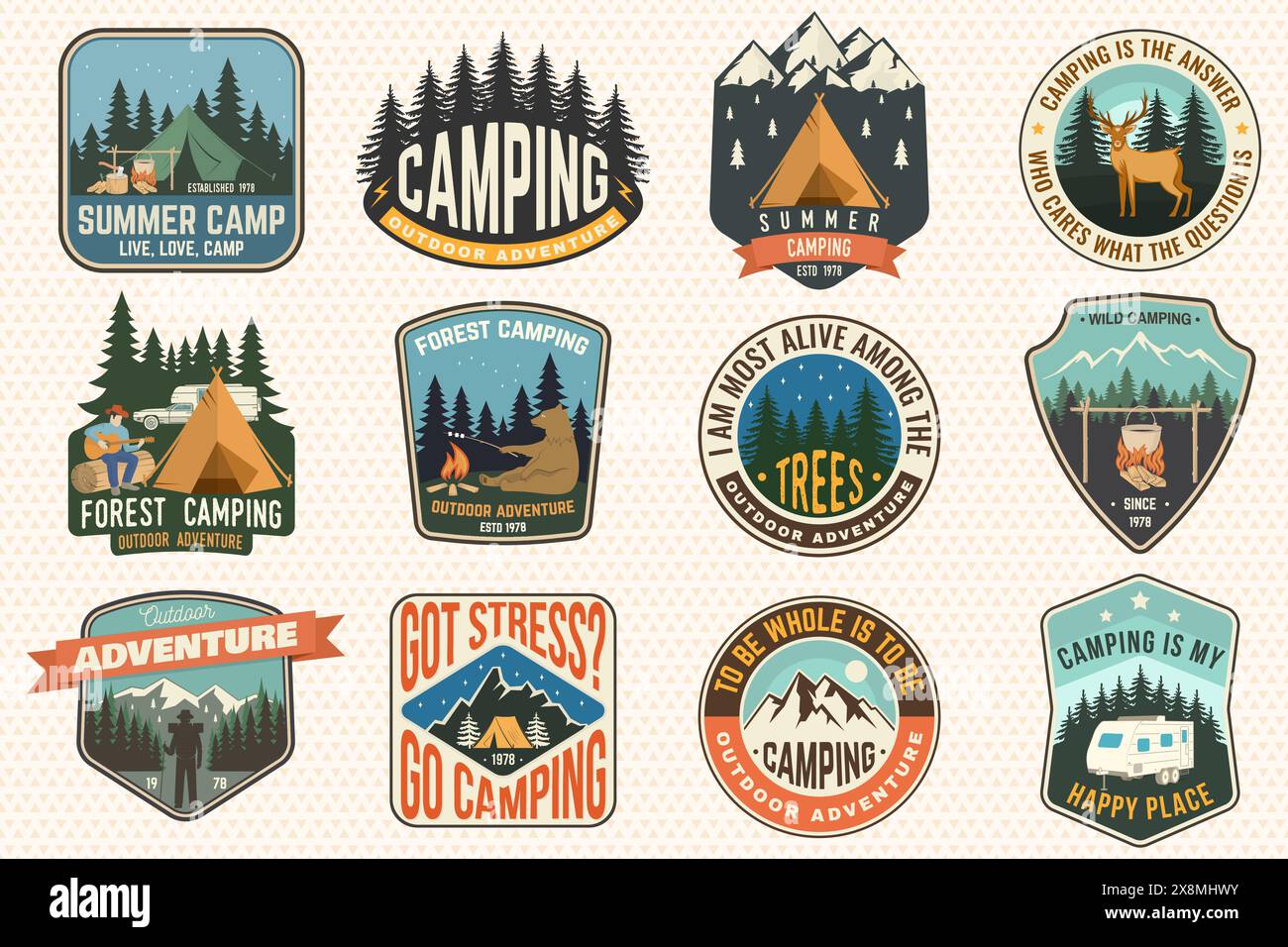Set of Summer camp badges. Vector. Concept for shirt or logo, print ...