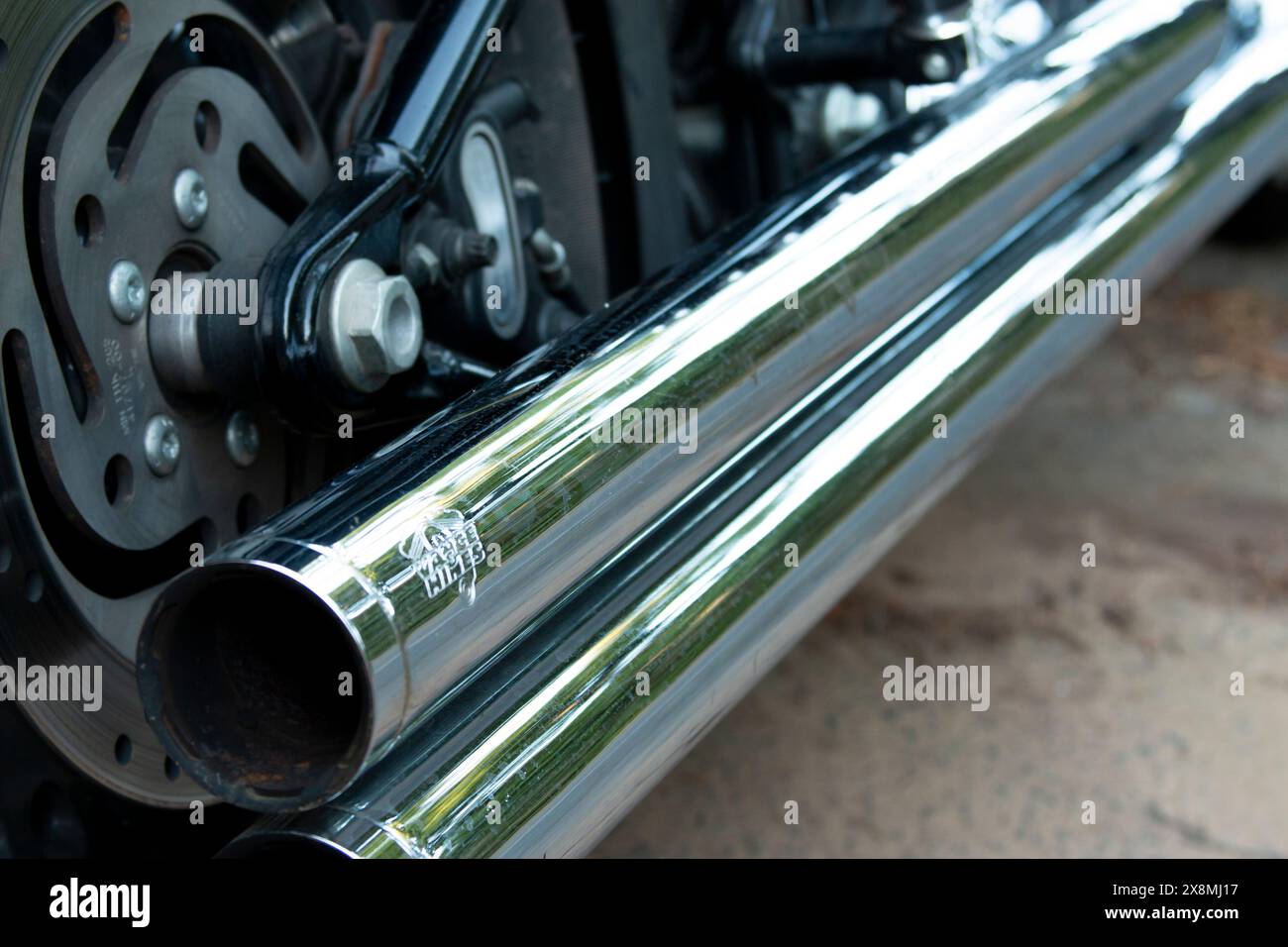 Vance Hines Motorcycle Exhaust Pipes Stock Photo - Alamy