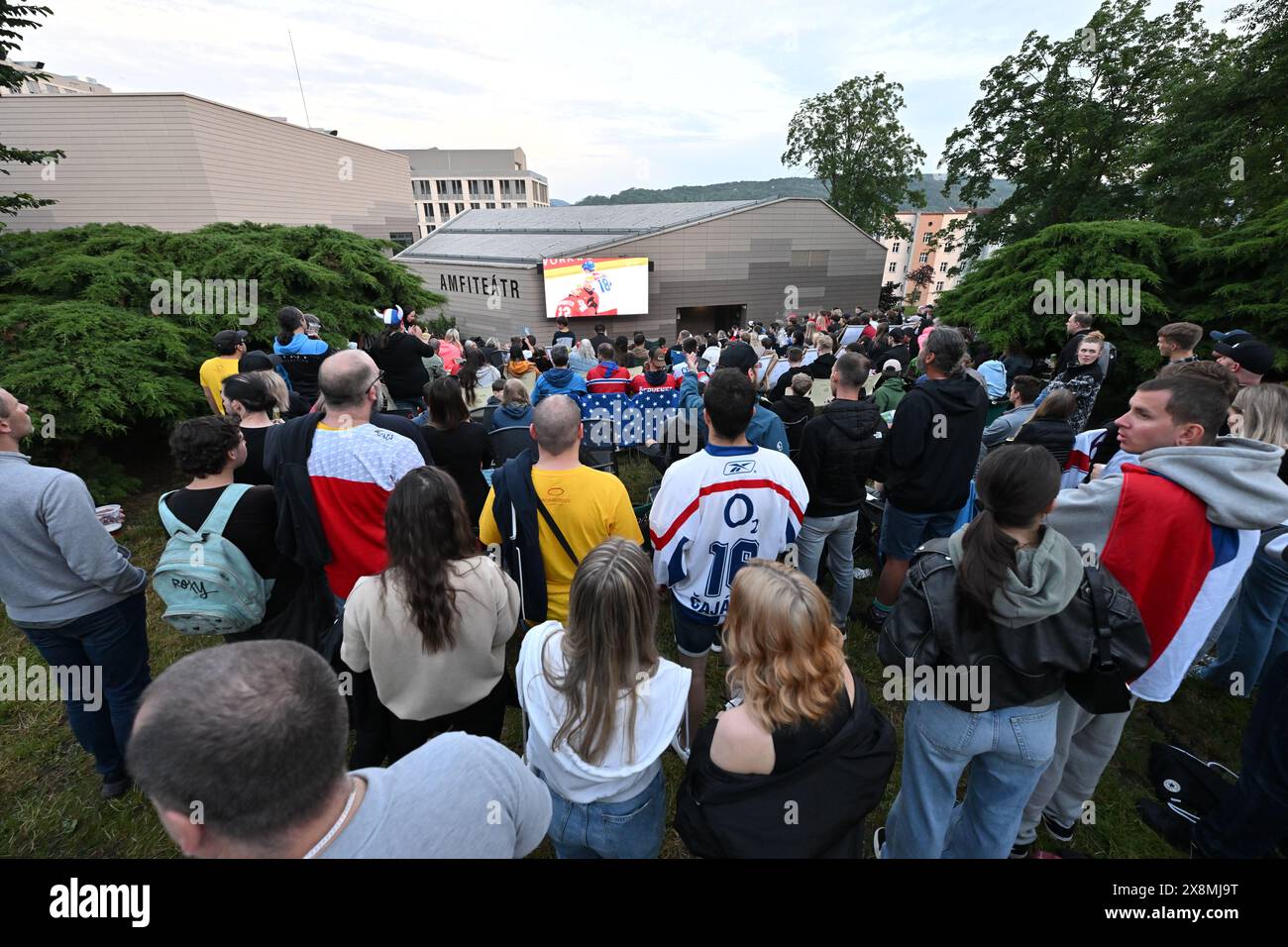 Usti Nad Labem, Czech Republic. 26th May, 2024. Czech fans watch the ...