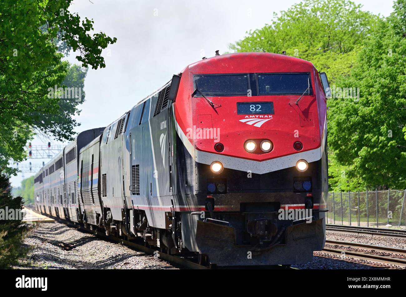 Naperville, Illinois, USA. Amtrak's California Zephyr after making its ...