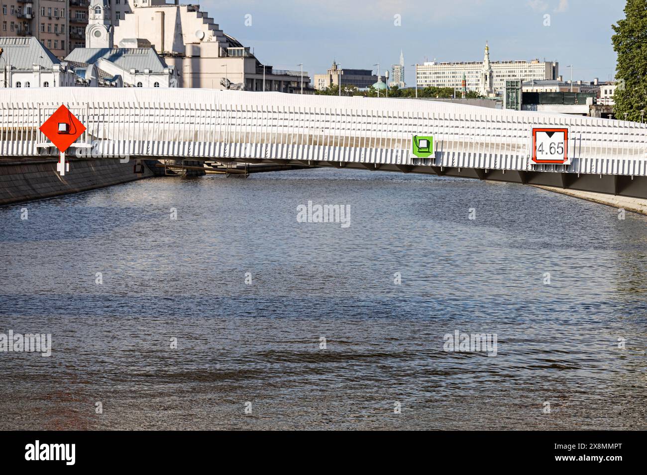 navigation sign on a river bridge in the city Stock Photo - Alamy