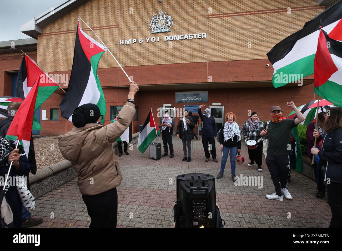 Doncaster, England, UK. 26th May, 2024. Protesters gather outside the ...