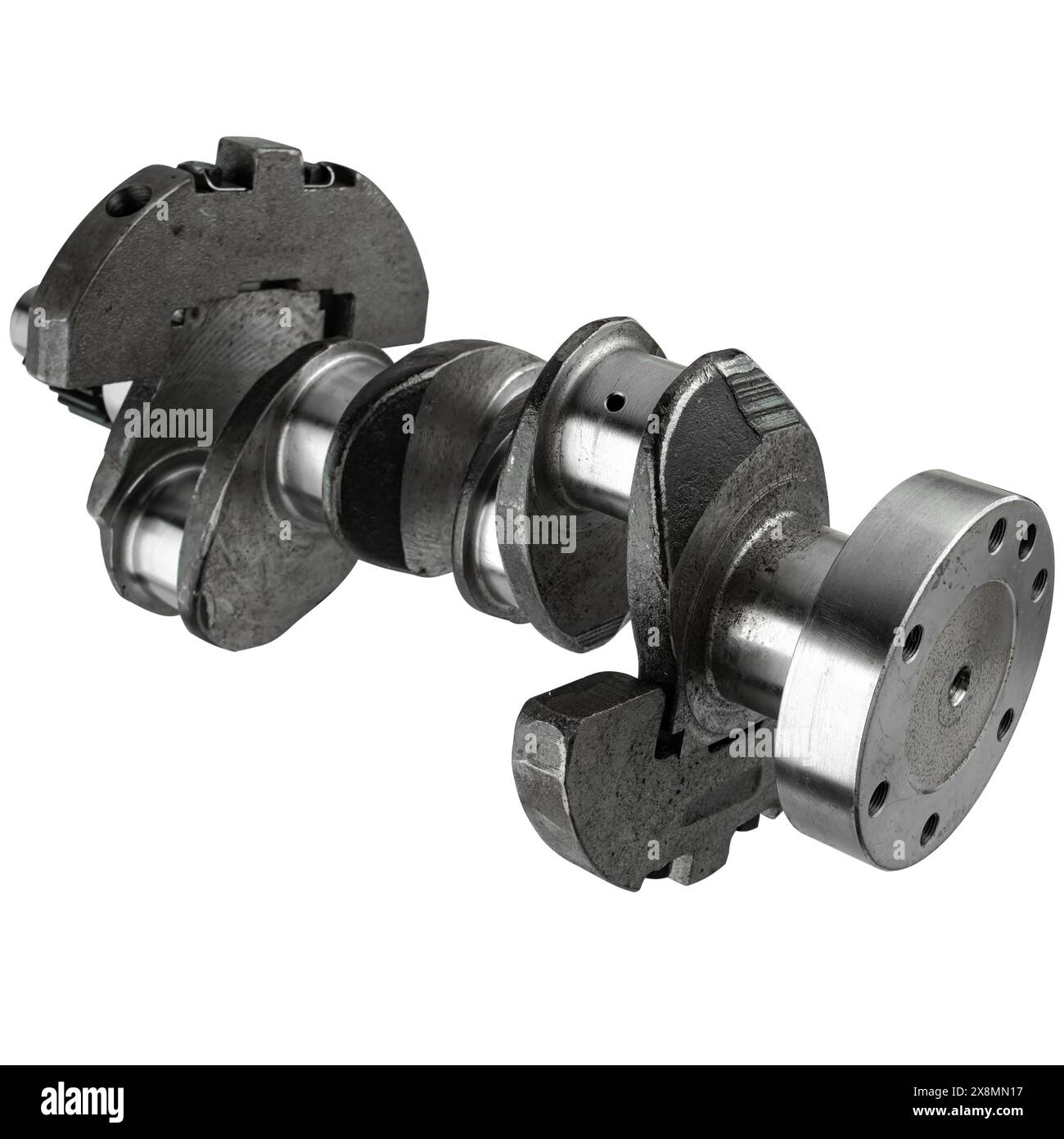 Crankshaft, spare part from car engine on white background in ...
