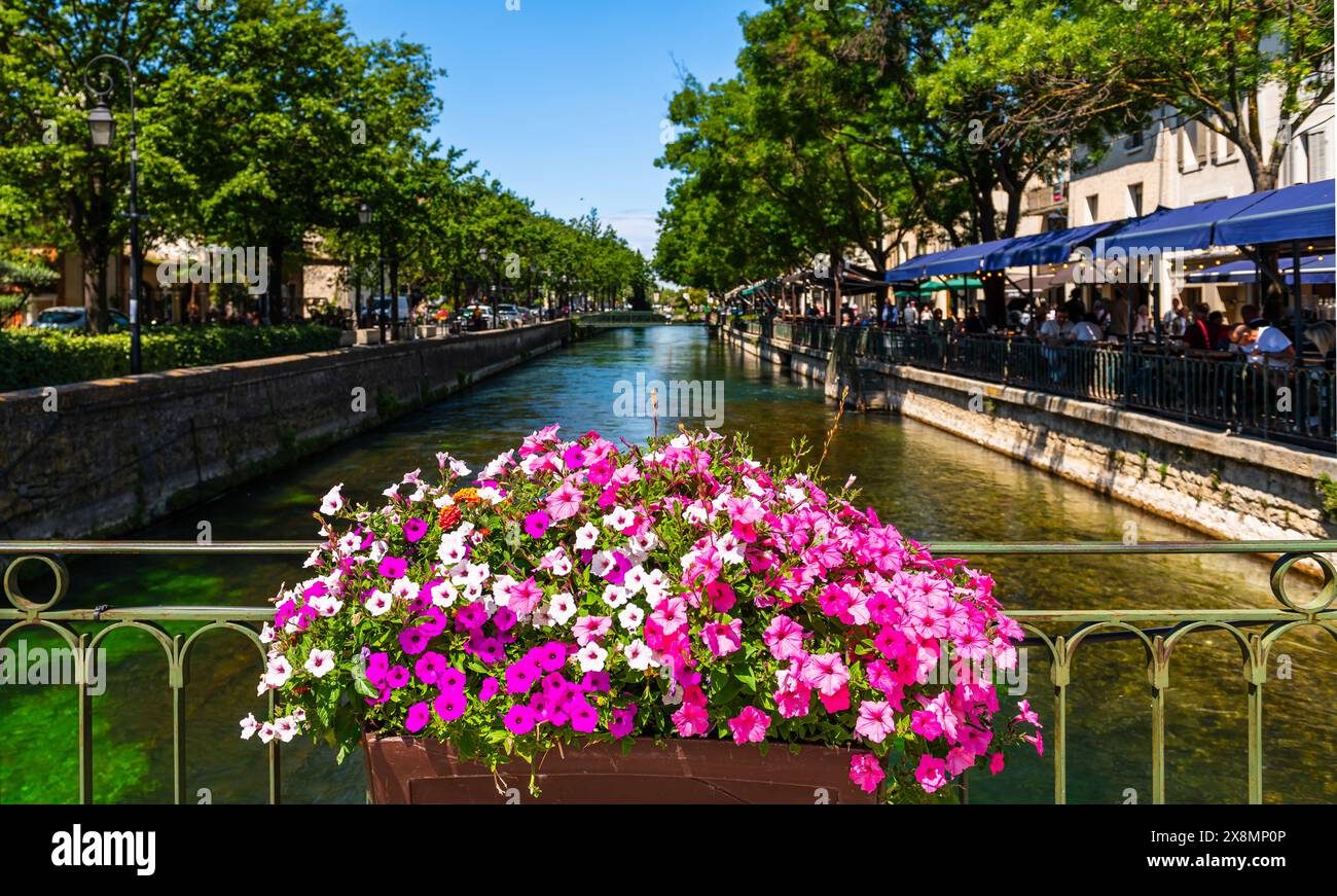 The Sorgue river, at Isle sur la Sorgue, in Vaucluse, in Provence ...
