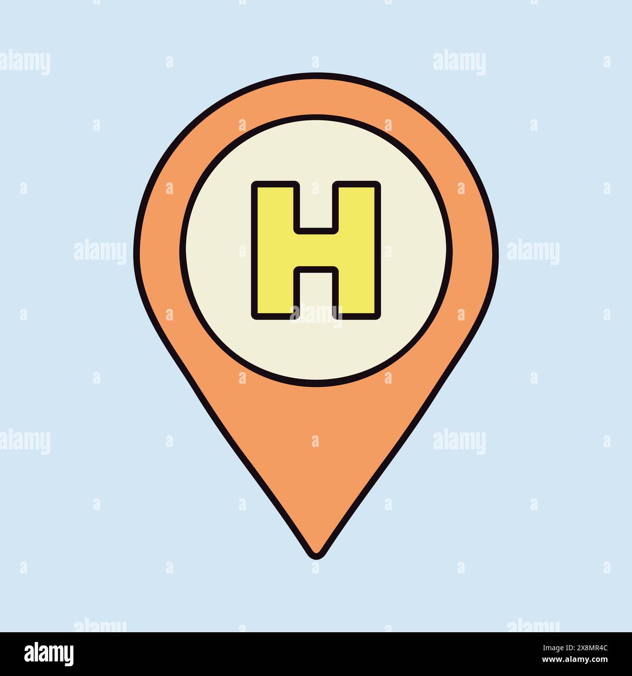 Hospital or heliport pointer vector flat icon. Medicine and medical ...