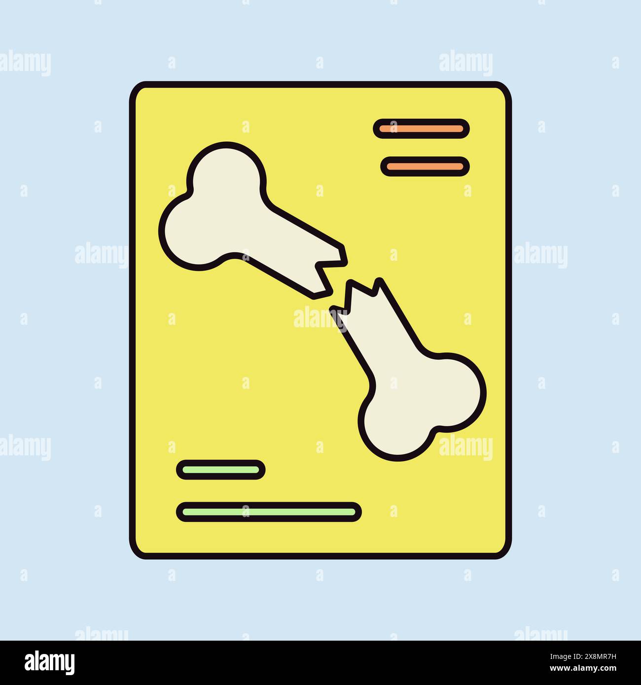 Bone fracture X-ray scan vector flat icon. Medicine and healthcare ...