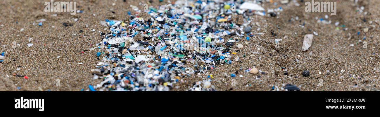 microplastics on the Greek beach, an example of pollution Stock Photo ...