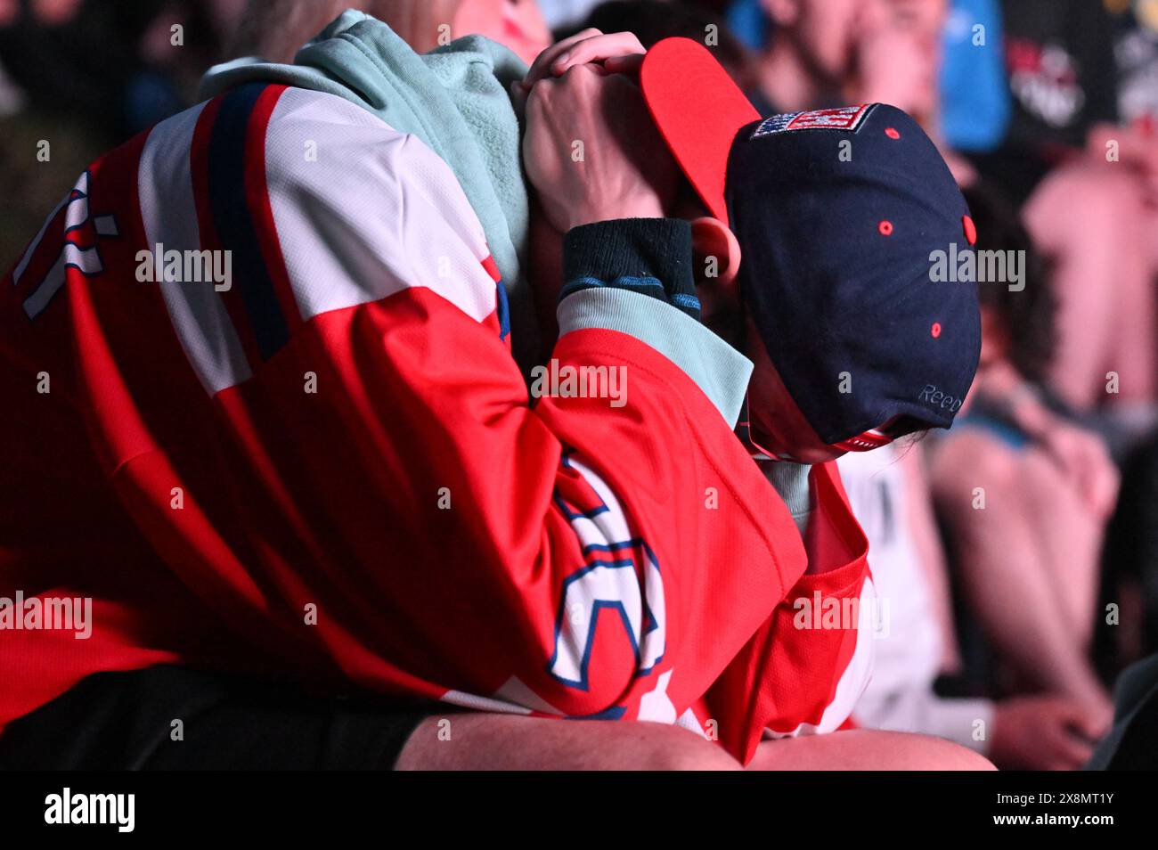 Usti Nad Labem, Czech Republic. 26th May, 2024. Czech fans watch the ...