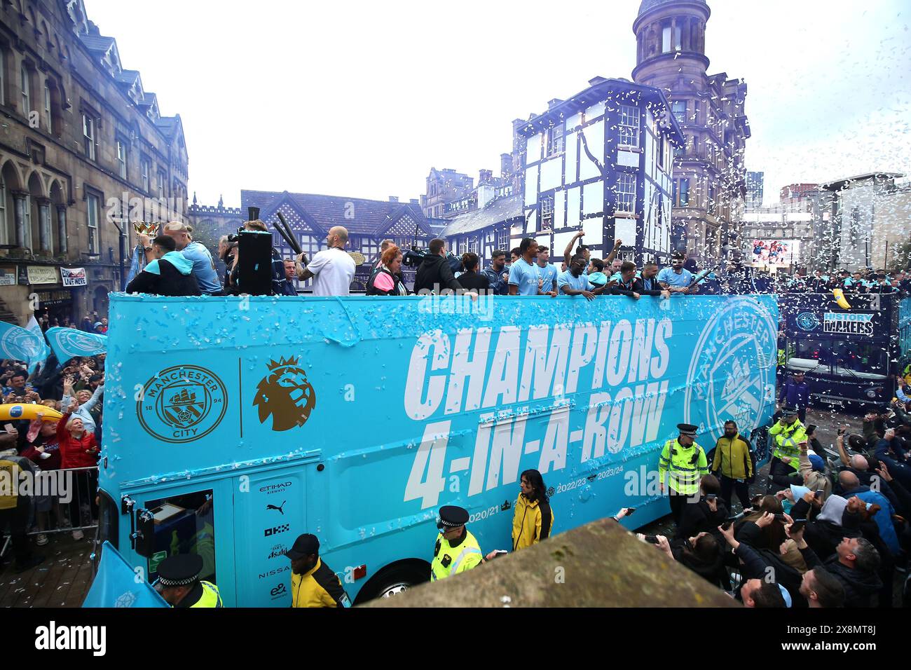 A general view of the Manchester City first team during a trophy parade ...