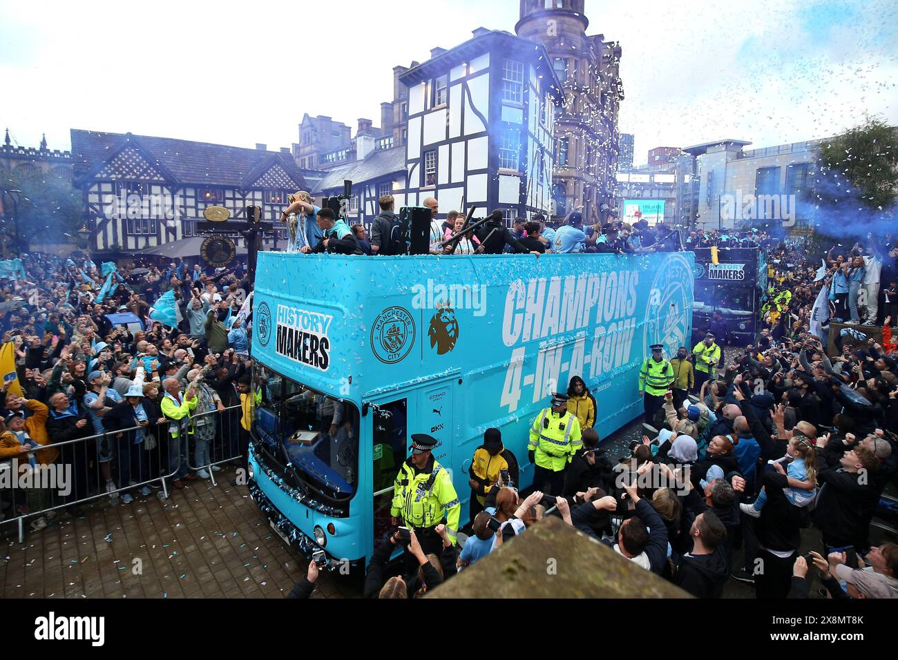 A general view of the Manchester City first team during a trophy parade ...